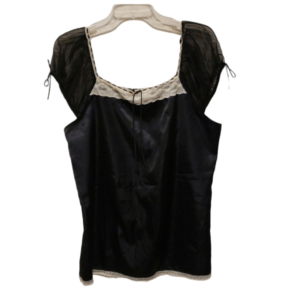 Vintage | Tops | Vintage Lace And Satin Looking Blouse Xl | Poshmark